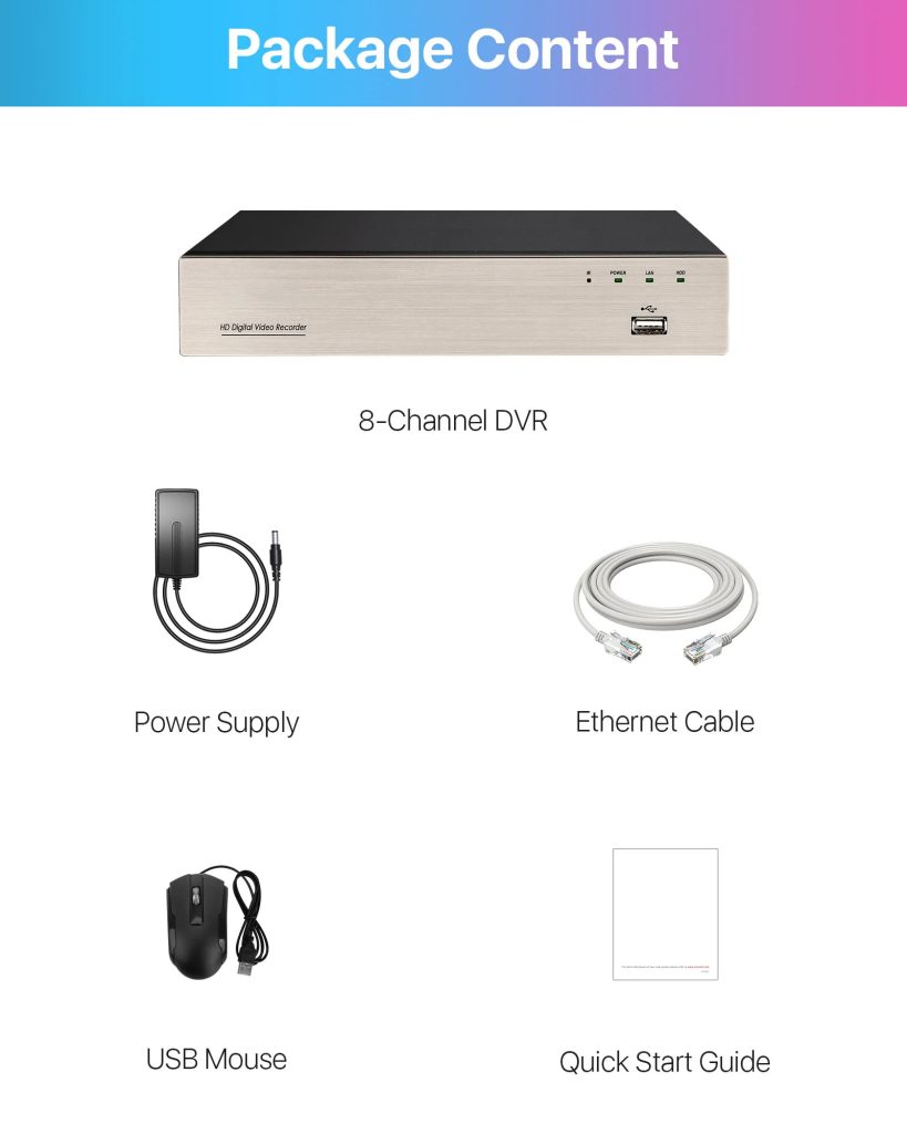 8 Channel 1080P HD Digital Recorder DVR + Human/Vehicle Detection ...
